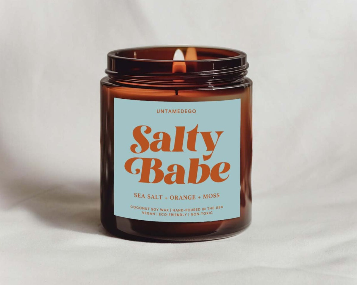 Salty Babe Glass Amber Candle – UntamedEgo LLC.