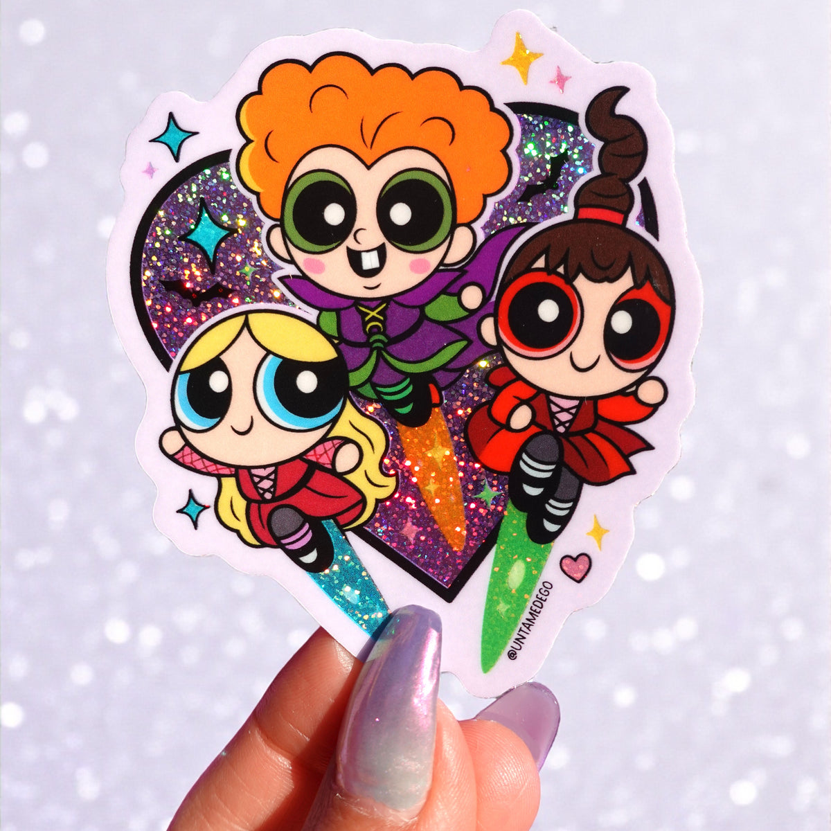 Sanderpuffs Sisters Sticker – Glitter Halloween Witch Mashup Vinyl Sti ...