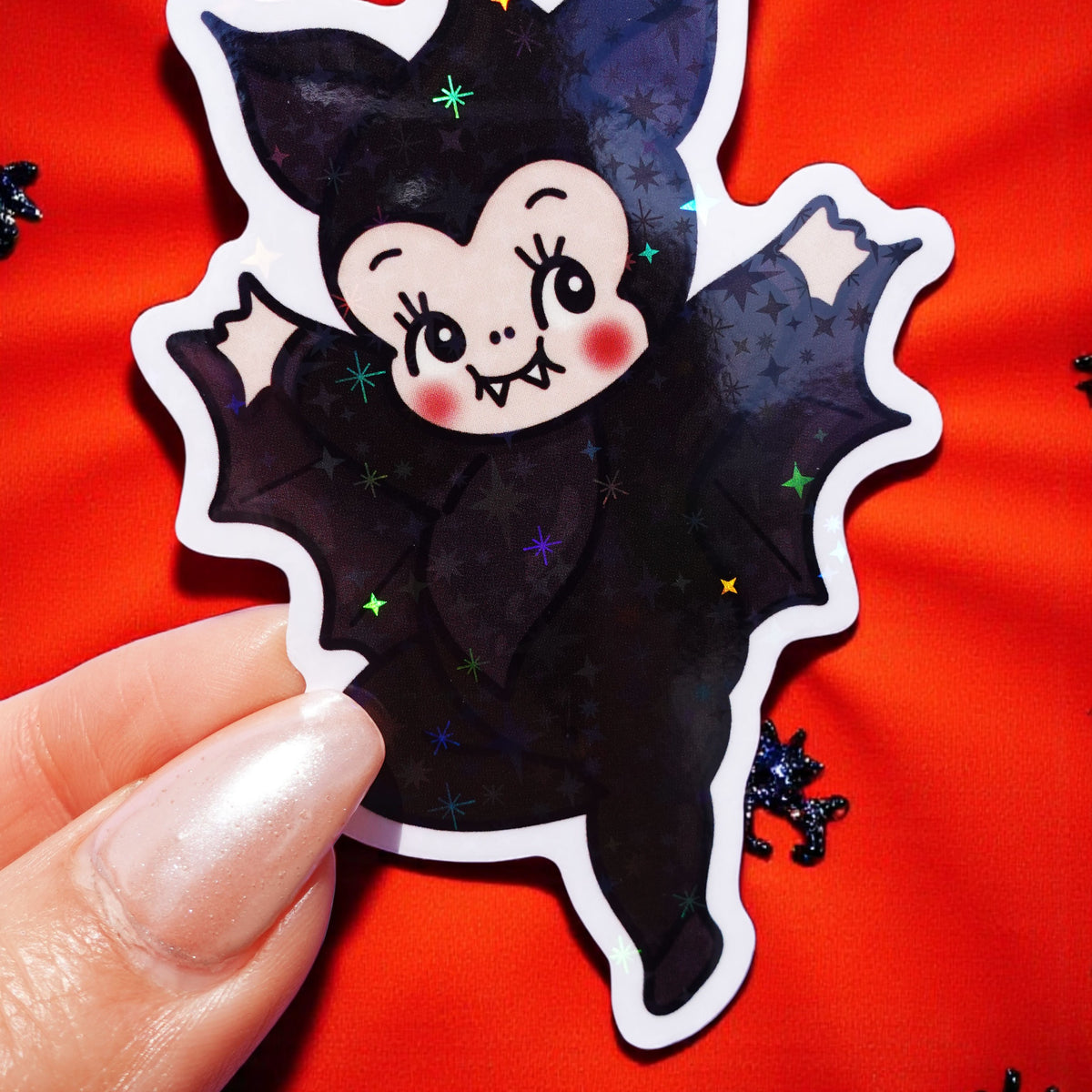 Vampire Bat Sticker – Cute Gothic Glitter Vinyl Sticker – UntamedEgo LLC.